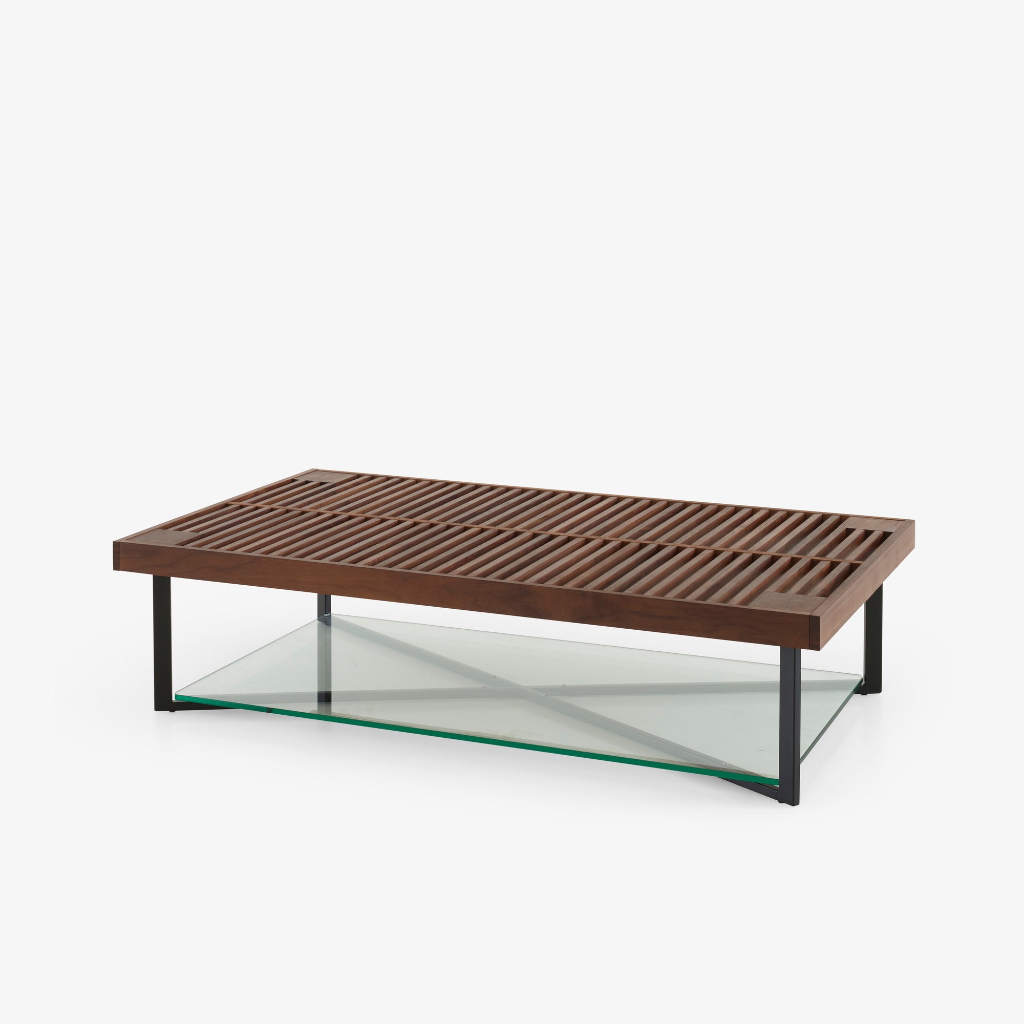 Ponton - Low Rectangular table double surface black lacquered base by ...