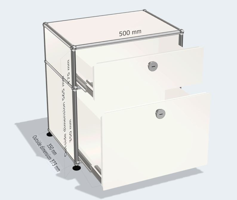 1x2 Container with wheels & 2 drawers [W395XD500xH(350+175)] by USM ...