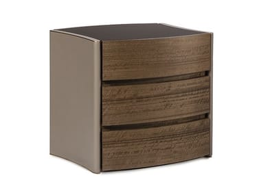 Dea - Rectangular Bedside Table In Wood And Leather by Paolo Castelli ...