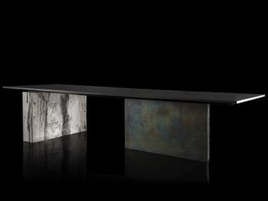Ted - Rectangular Steel And Stone Table by Henge – TRDST