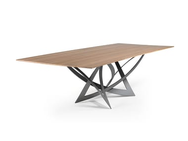 Infinito - Rectangular Stainless Steel And Wood Dining Table by Reflex ...