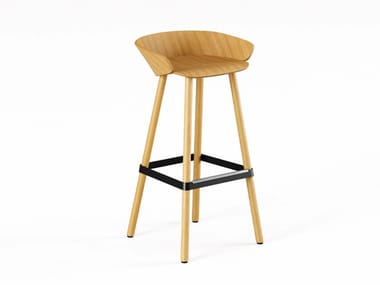 Karl - High Wooden Stool With Footrest by Frezza – TRDST