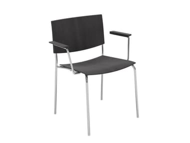 Sit Wood So1208 - Stackable Open Back Oak Chair With Armrests by Andreu ...
